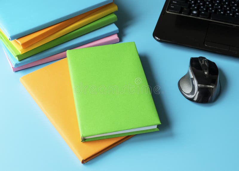 Distance Learning Concept. Stack of Books, Laptop. Online Training ...