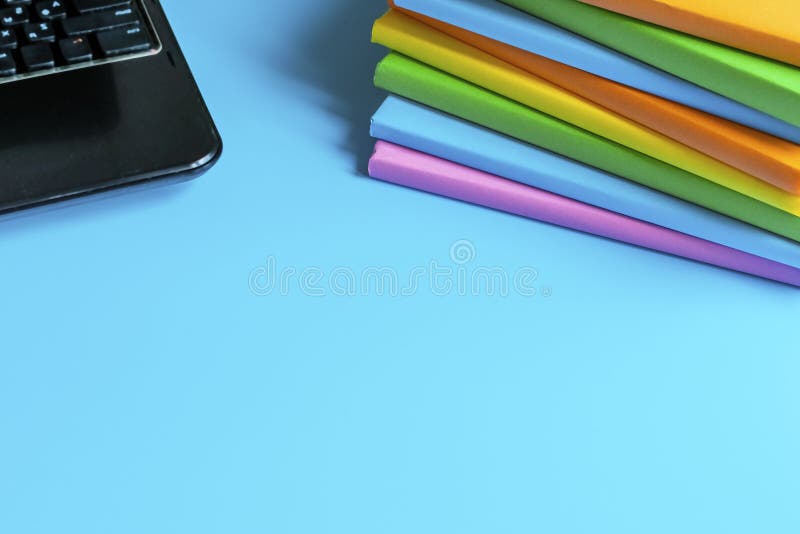 Distance Learning Concept. Stack of Books, Laptop. Online Training ...