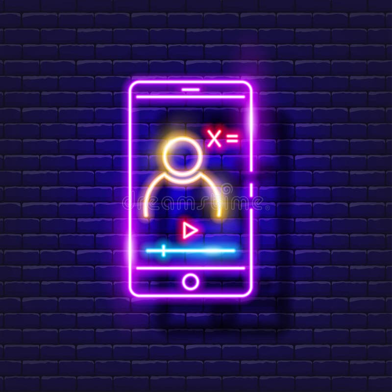 Distance Learning, E-learning, Online Education Icon. Neon Glowing ...