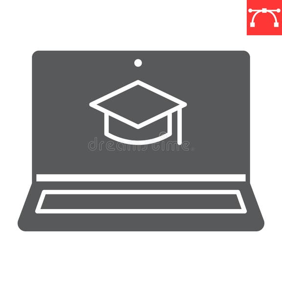Distance Learning Glyph Icon Stock Vector - Illustration of technology ...