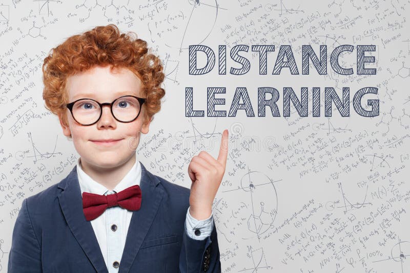 Distance Learning and Happy Kid Concept. Smiling School Boy on ...