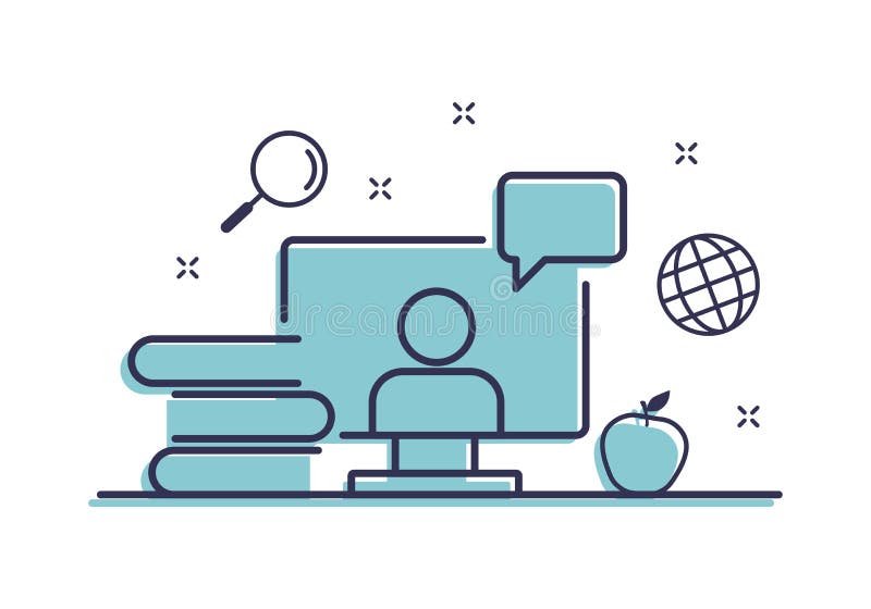 Flat Design Icon Distance Learning. Stock Vector - Illustration of ...