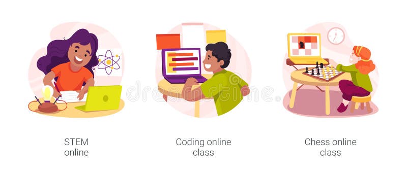 Distance Learning for Kids Isolated Cartoon Vector Illustration Set ...