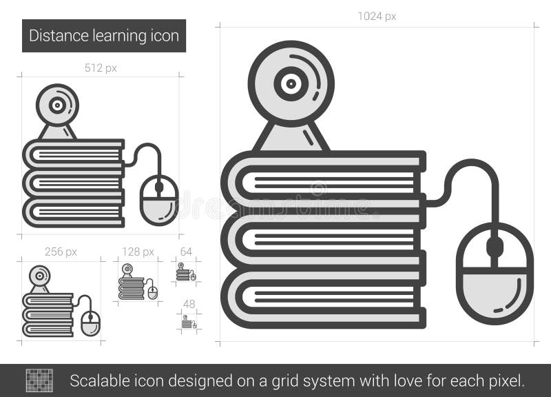 Distance Learning Line Icon. Stock Vector - Illustration of flat ...