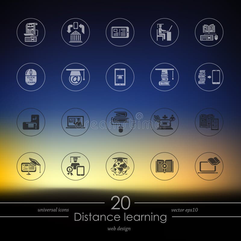 Set of Distance Learning Icons Stock Vector - Illustration of magic ...