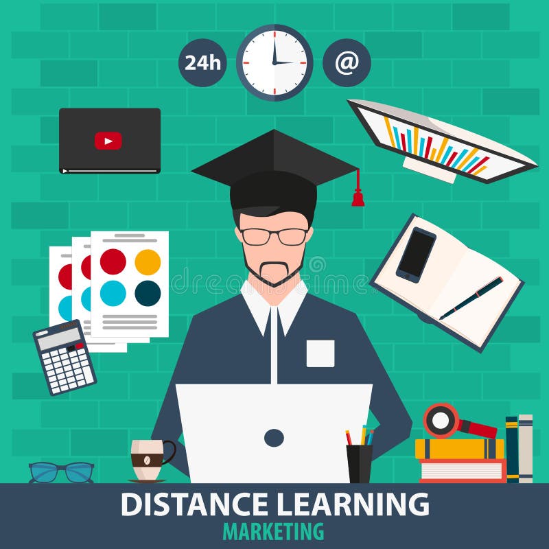 Distance Learning. Online Education Marketing. Vector Illustration ...