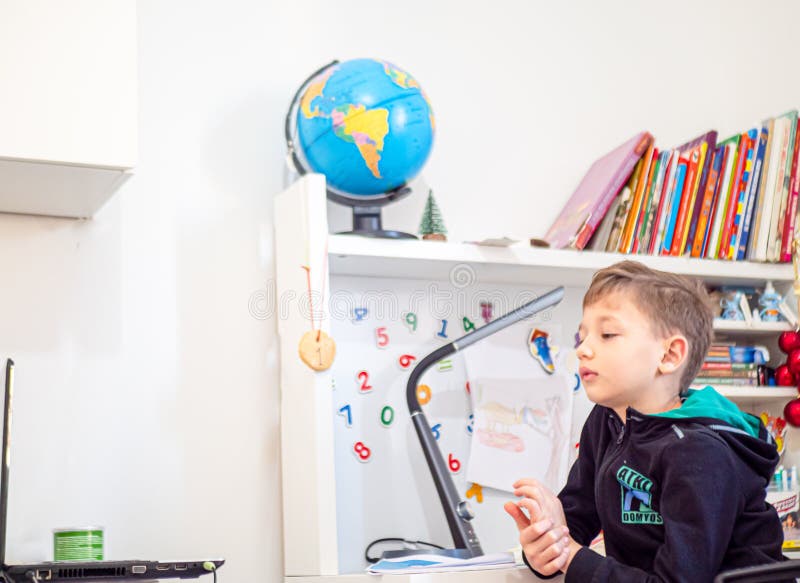 Distance Learning Online Education. the Student Studies at Home and ...