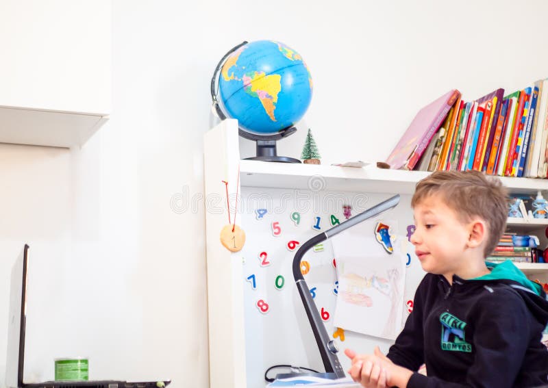 Distance Learning Online Education. the Student Studies at Home and ...