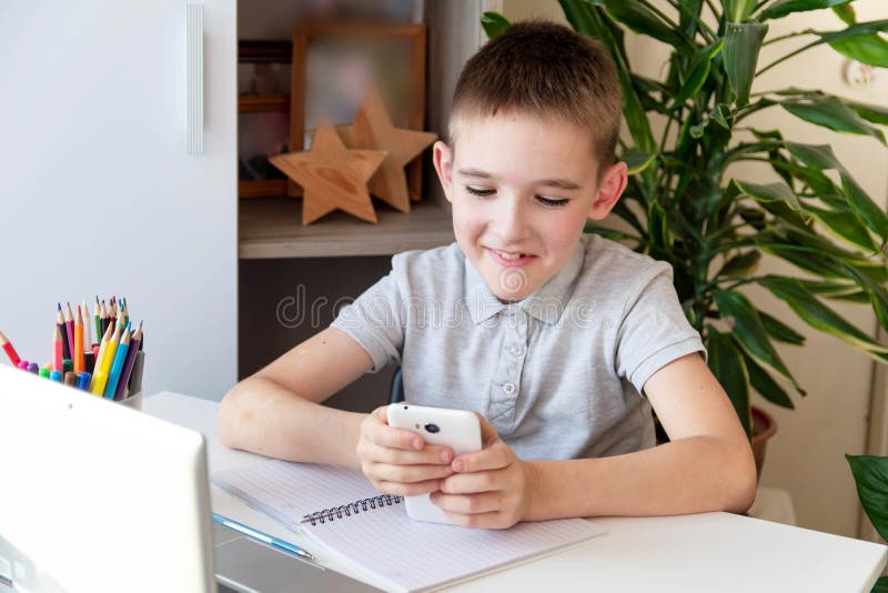 Distance Learning Online Education. the Student is Studying at Home at ...