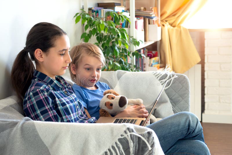 Distance Learning Online Education and Work. Child Study Remotely from ...