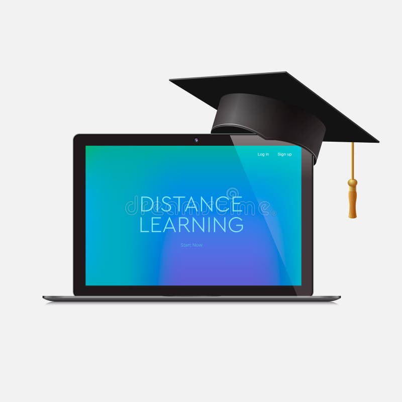 Distance Learning, Online Education, Workplace at Home, Vector ...
