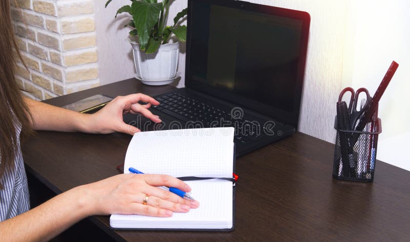 Distance Learning Online. Remote Work from Home Stock Image - Image of ...