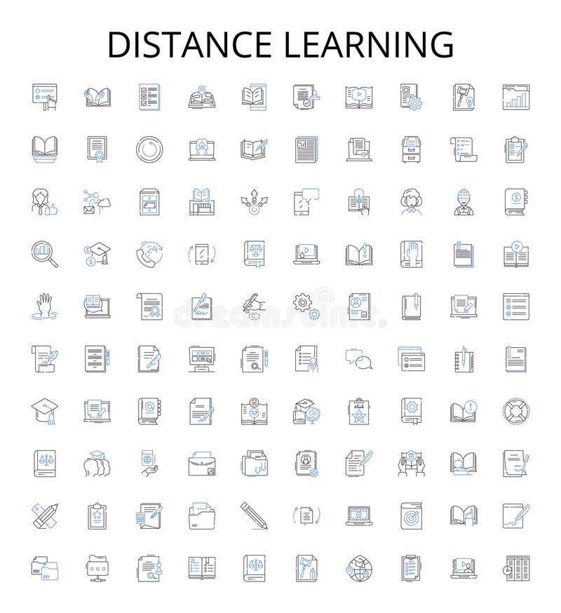 Distance Learning Outline Icons Collection. Distance, Learning, Online ...