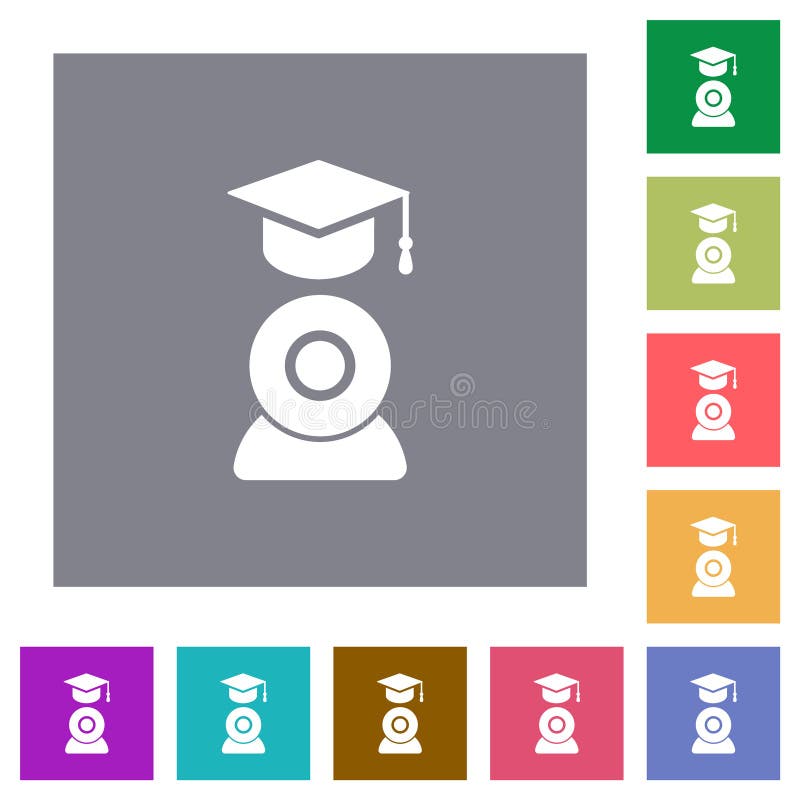 Distance Learning Square Flat Icons Stock Vector - Illustration of ...