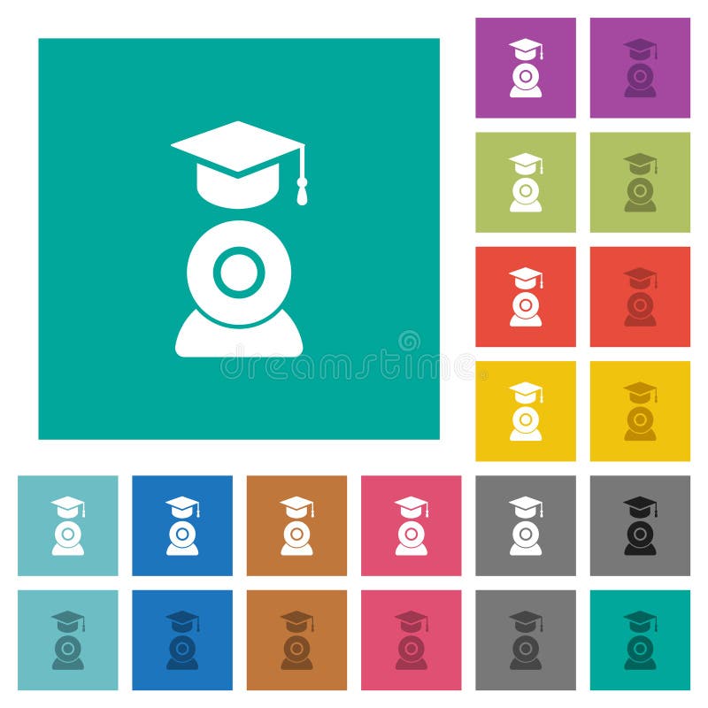 Distance Learning Square Flat Multi Colored Icons Stock Vector ...