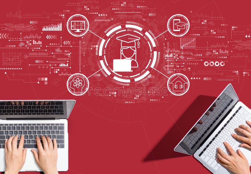 Distance Learning Theme with People Working Together Stock Photo ...