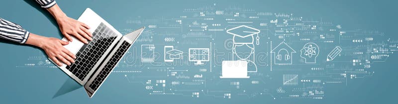 Distance Learning Theme with Person Using Laptop Editorial Photography ...