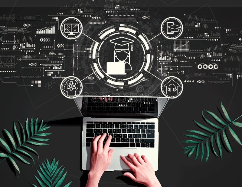 Distance Learning Theme with Person Using a Laptop Stock Photo - Image ...