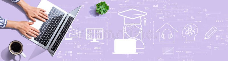 Distance Learning Theme with Person Using a Laptop Editorial Image ...