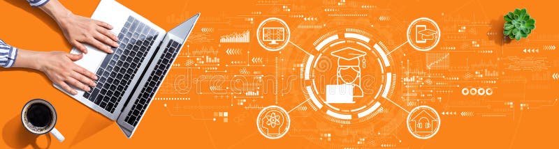 Distance Learning Theme with Person Using a Laptop Editorial Image ...