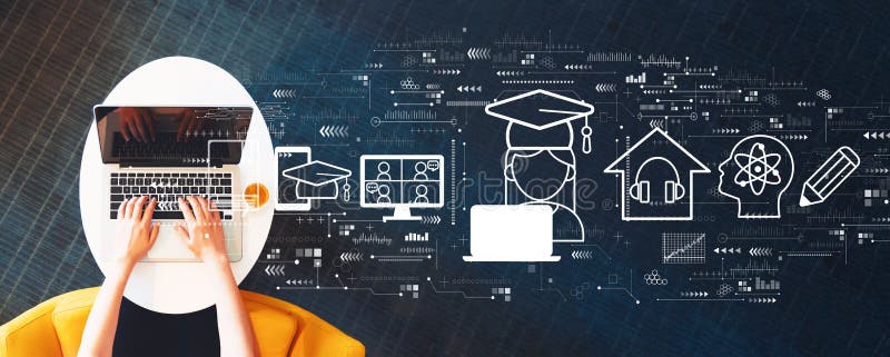 Distance Learning Theme with Person Using a Laptop Stock Photo - Image ...