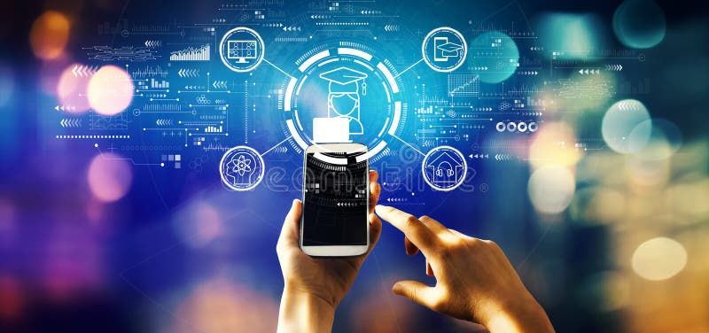 Distance Learning Theme with Person Using a Phone Stock Photo - Image ...