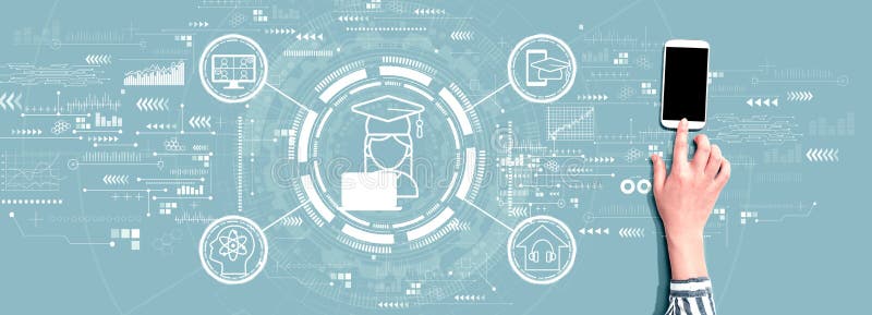 Distance Learning Theme with Person Using Smartphone Stock Photo ...