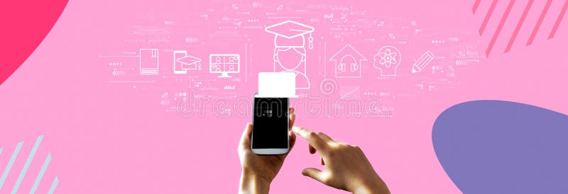 Distance Learning Theme with Person Using Smartphone Stock Photo ...