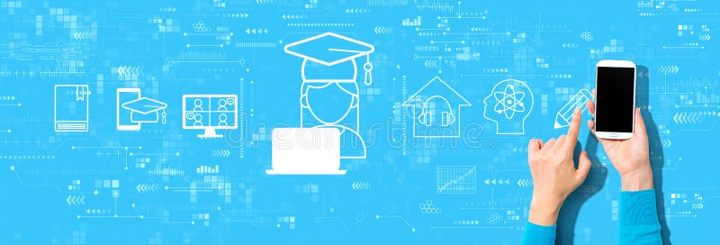 Distance Learning Theme with Person Using a Smartphone Stock Image ...