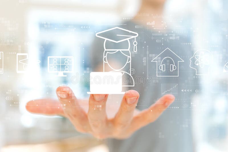 Distance Learning Theme with Young Man Stock Illustration ...