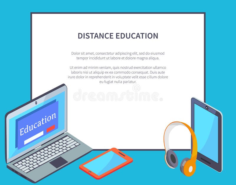 Distance Learning and Various Devices Illustration Stock Vector ...