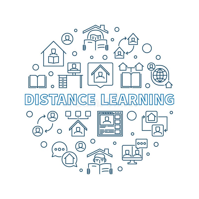 Distance Learning Vector Concept Round Linear Illustration Stock Vector ...