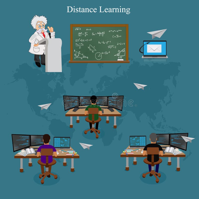 Distance Learning, Vector Illustration Stock Vector - Illustration of ...