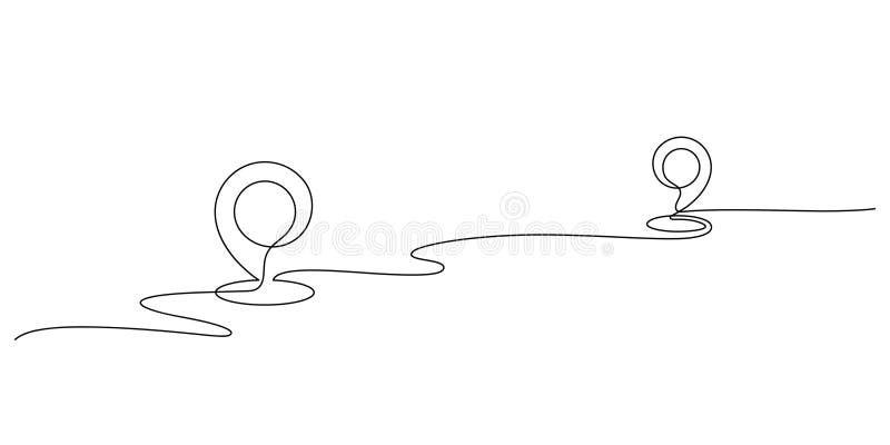 Distance Marker Map Pin Icon One Line Drawing Stock Illustration ...