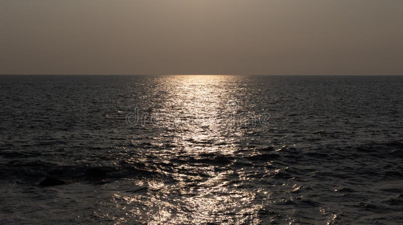 Distance Ocean Sunset Reflection on Water Stock Photo - Image of ocean ...