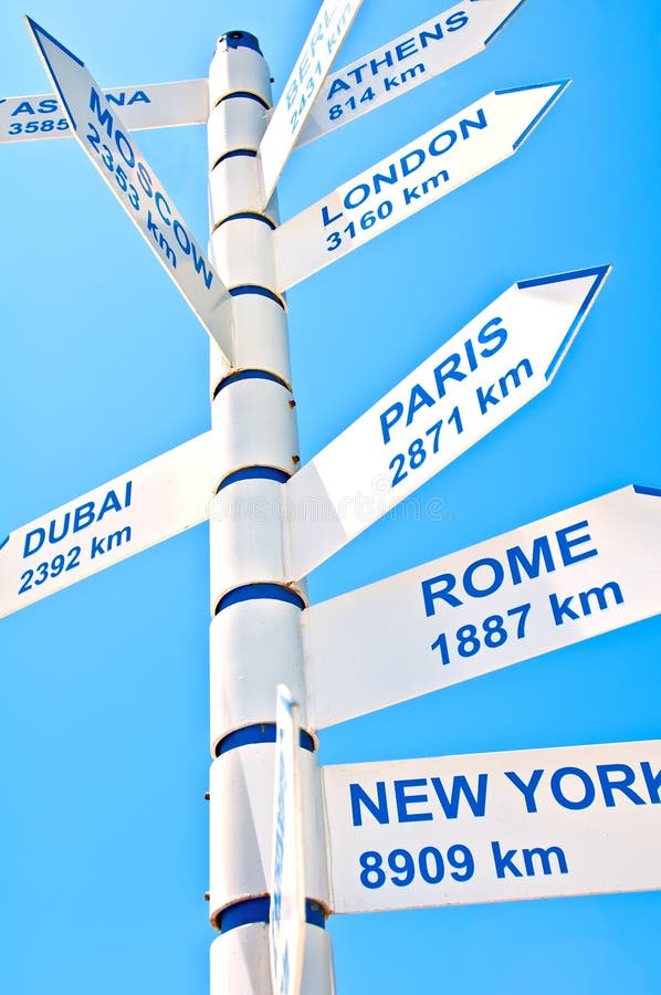 Distance sign stock image. Image of arrow, landmark, world - 26109345