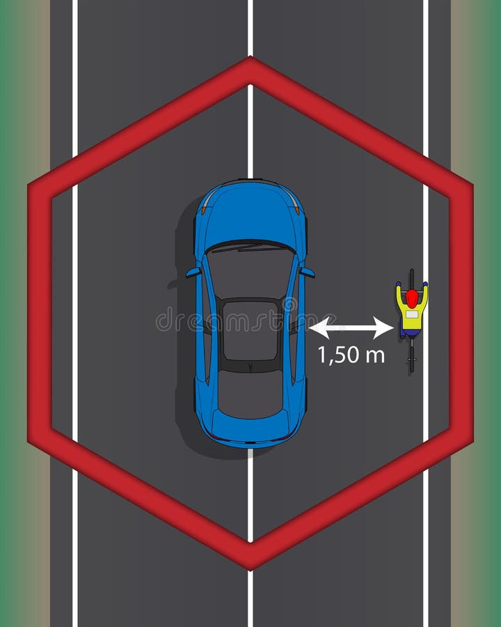 Distance Sign between Car and Cyclist Stock Vector - Illustration of ...