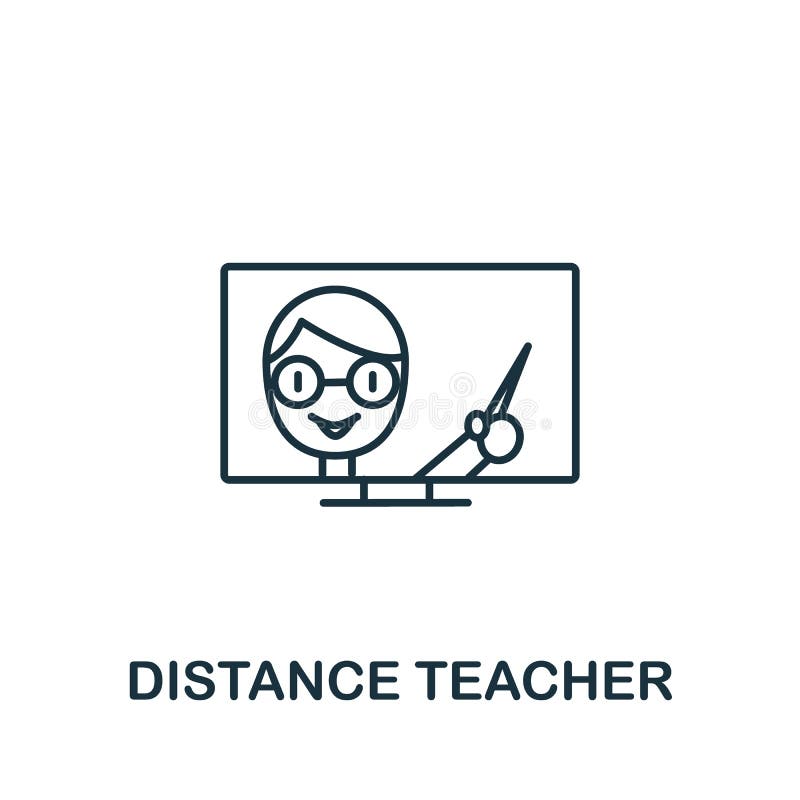 Distance Teacher Icon from E-learning Collection. Simple Line Element ...
