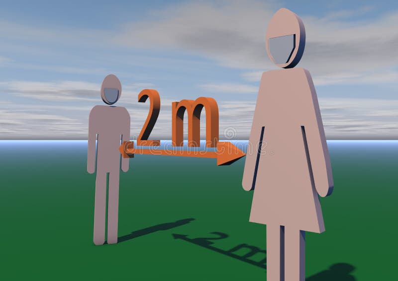 The Distance is Two Meters. Safe Distance between People with Viral ...