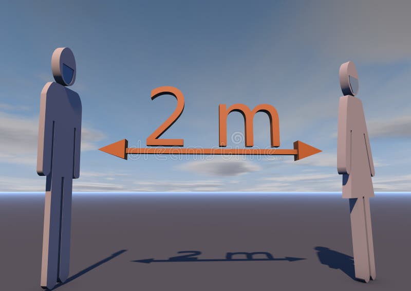 The Distance is Two Meters. Safe Distance between People with Viral ...