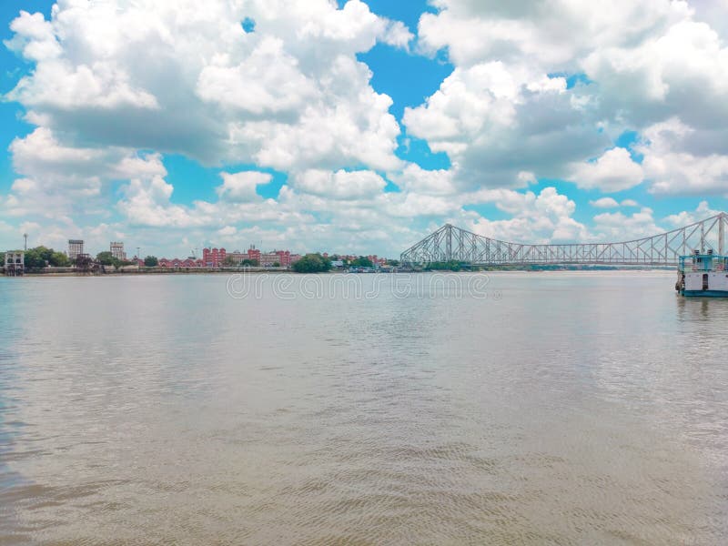 Distance View of Howrah Bridge from Boat Stock Image - Image of ...
