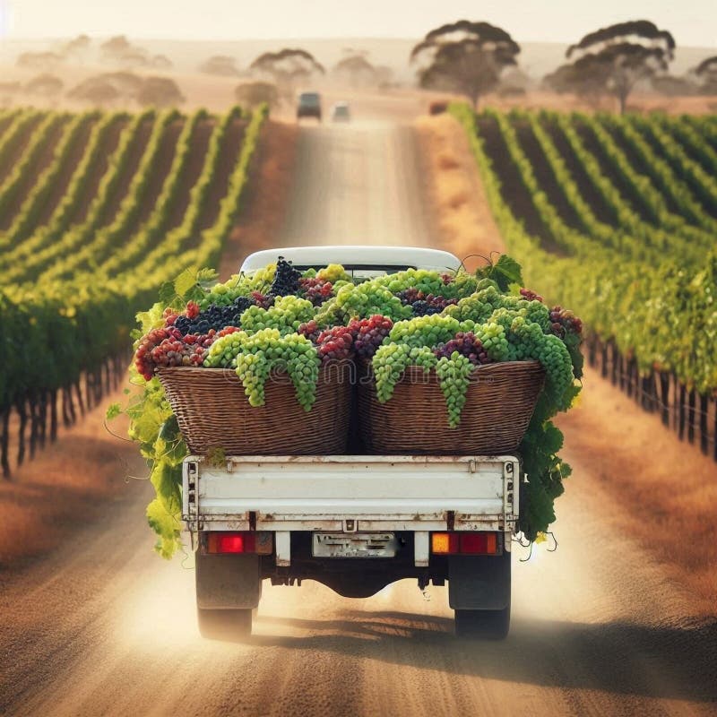 Distance View Image of an Open White Ute Driving Far with 2 Baskets ...