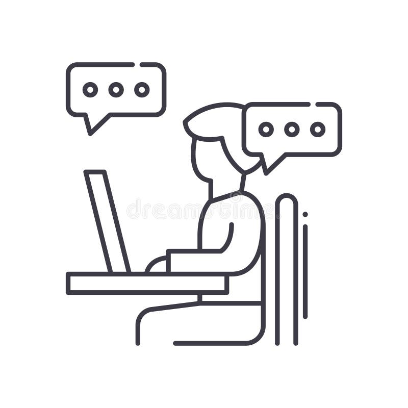 Distance Work Icon, Linear Isolated Illustration, Thin Line Vector, Web ...