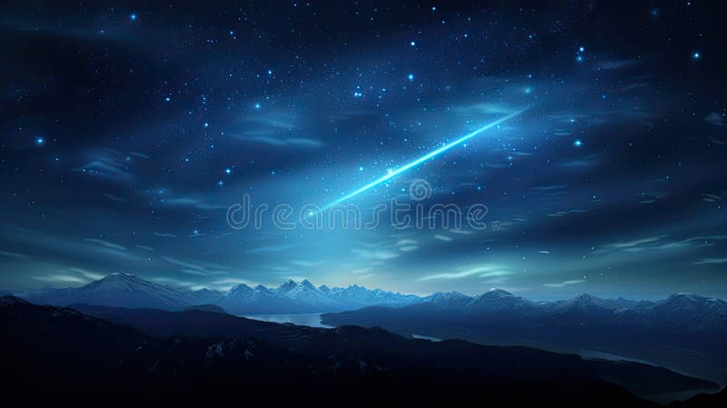 Distant blue light burst stock illustration. Illustration of horizon ...