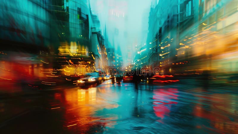 Distant City Structures Blend Defocused Modern Urban Background Stock ...