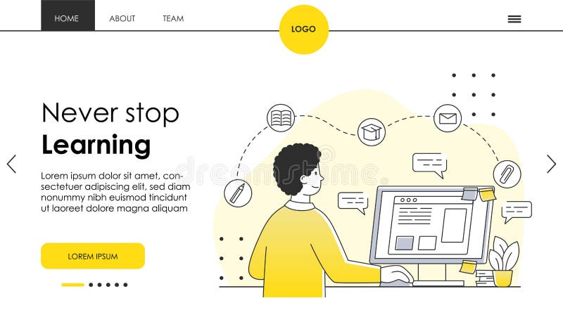 Distant E-learning Educational Platform Concept. Stock Vector - Illustration of elearning ...