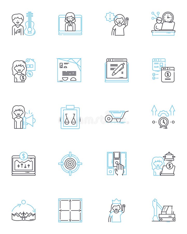 Distant Employment Linear Icons Set. Telecommuting, Remote, Virtual ...