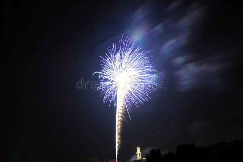 Firework Explosion in the Night Sky Celebrating Happy New Year 2024 ...