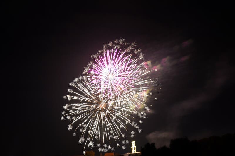 Firework Explosion in the Night Sky Celebrating Happy New Year 2024 ...