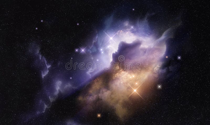 Distant Glowing Nebula with Stars Stock Illustration - Illustration of ...